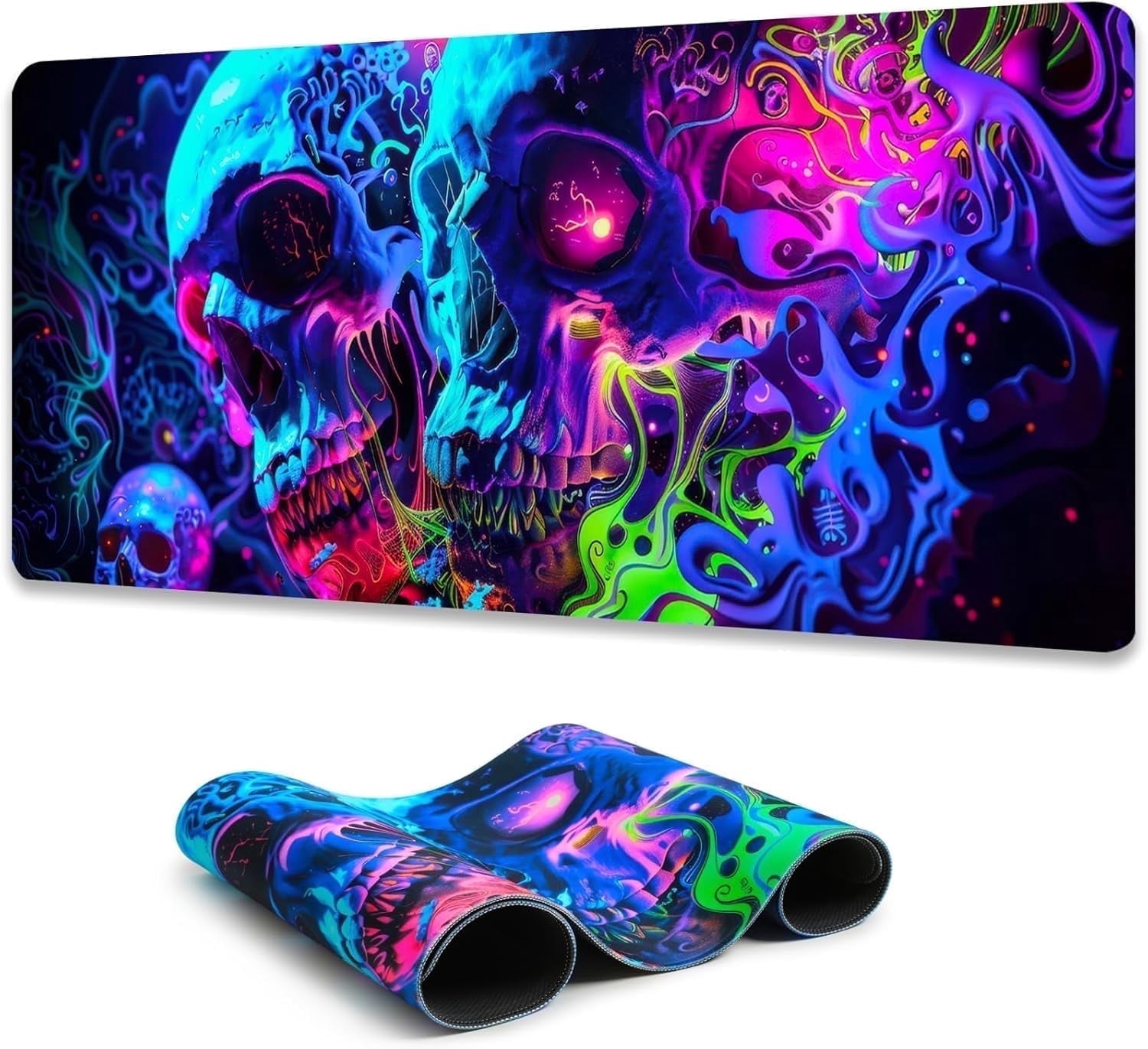 Simpkeely Horror Skull Mouse Pad, Large Waterproof Blacklight Neon ...