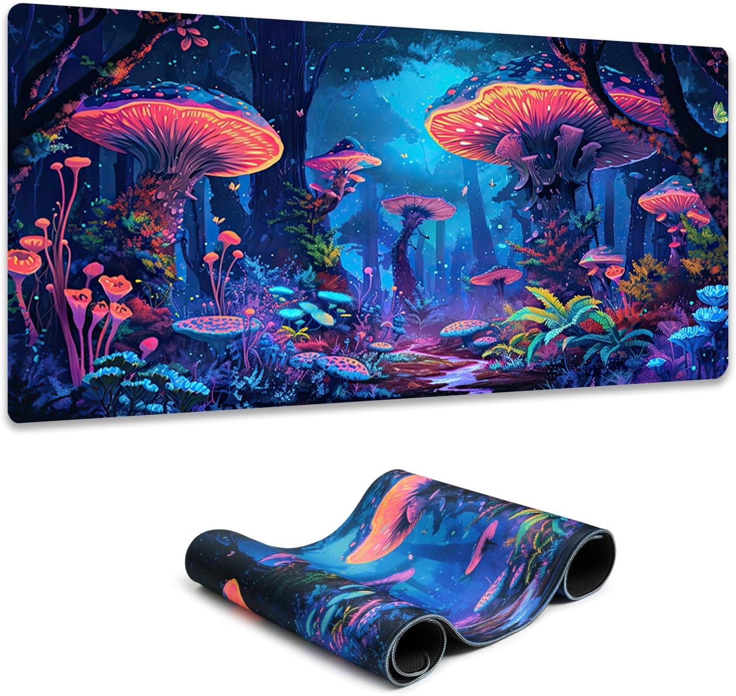 Simpkeely Fantasy Mushroom Mouse Pad, Blacklight Gaming Forest ...