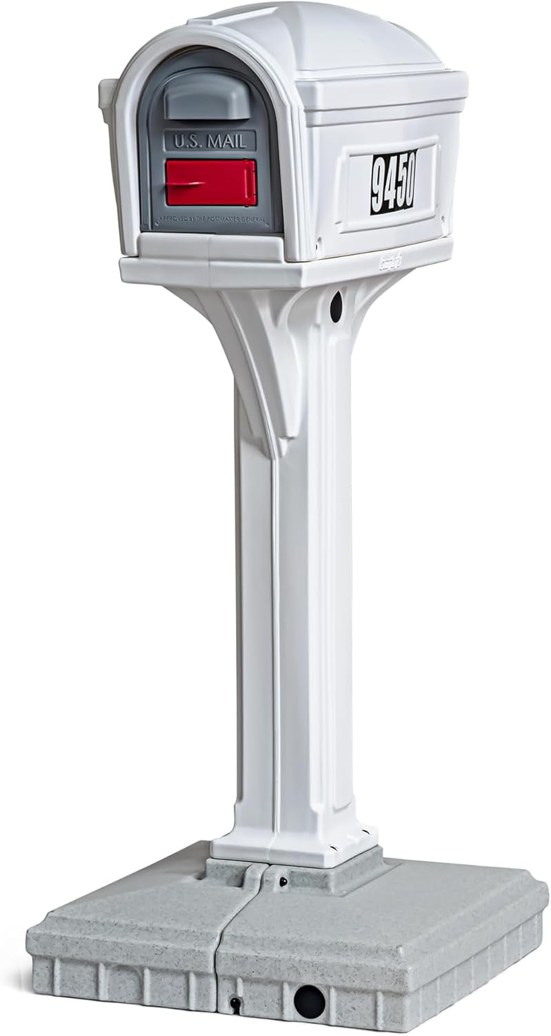 Simplay3 Dig-Free Easy Up Classic Mailbox and Post Combination in White ...