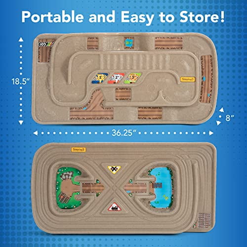 Simplay3 Portable Carry and Go Kids Race Track Toy Car Train Table, 2 ...