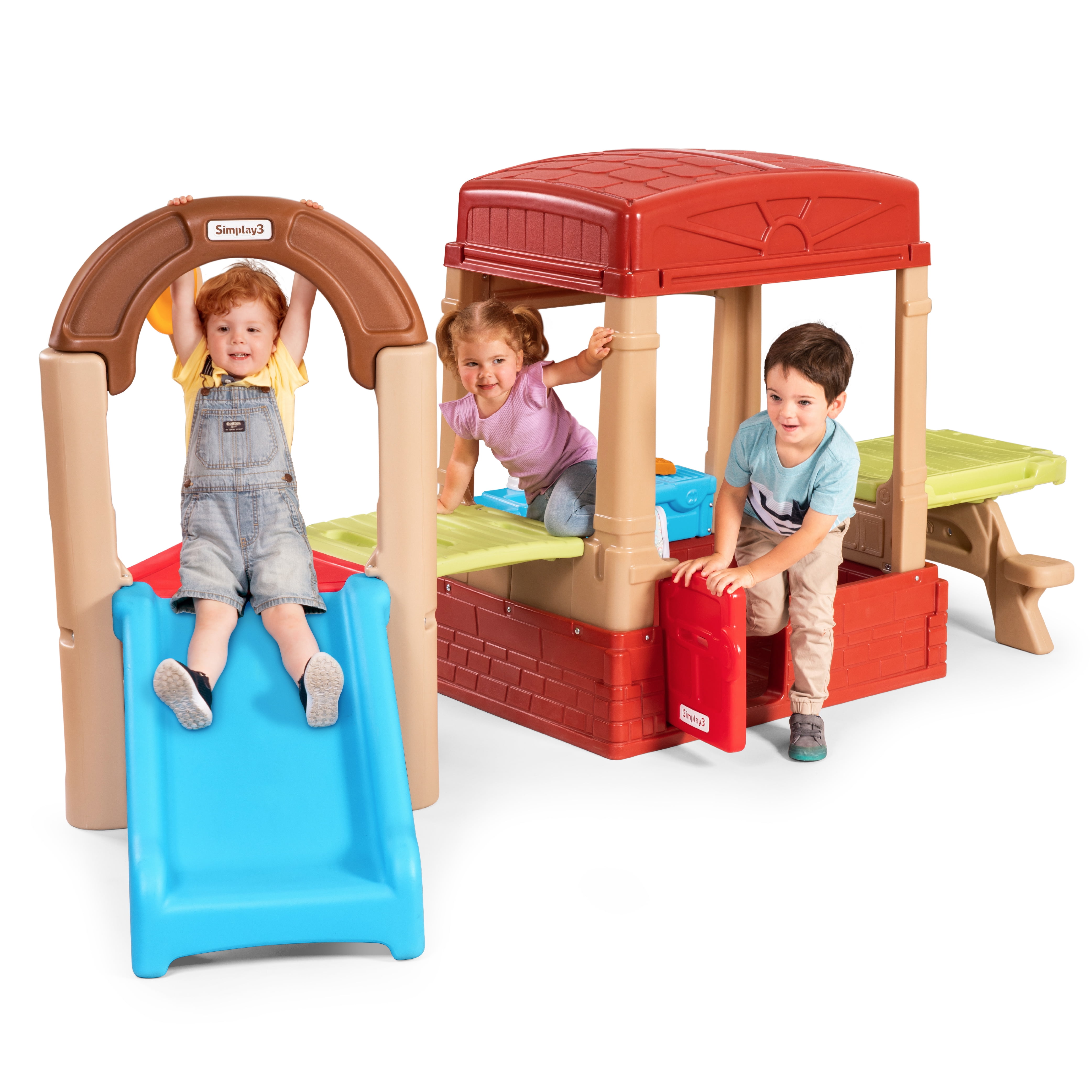 Simplay3 Sunny Slide, Climb Picnic Playhouse for Kids, Indoor/Outdoor ...