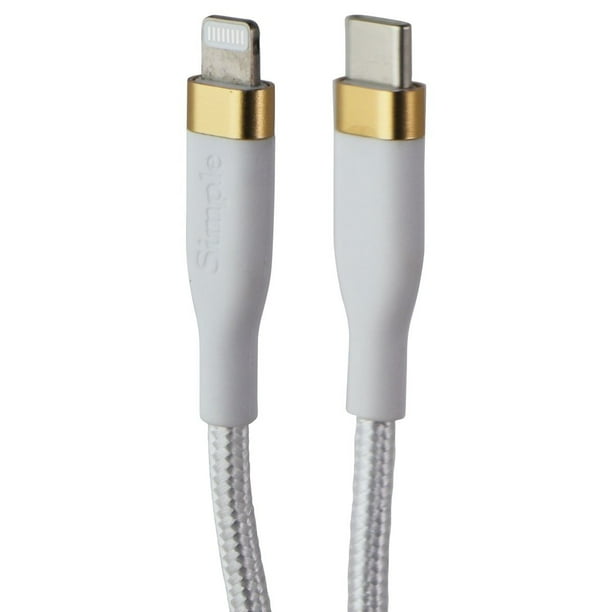 S. Simple (10-Ft) USB-C to 8-Pin Tough-Knit Braided Cable - White/Gold ...