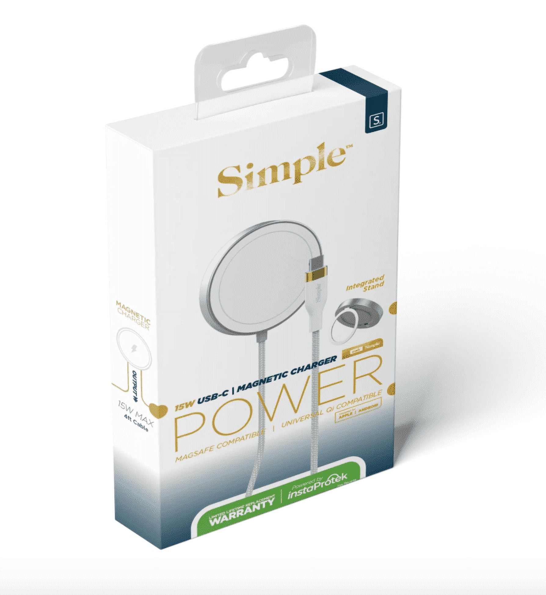 Simple 15w Usb-C Magnetic Magsafe Puck Charger 4 Ft - Walmart.com