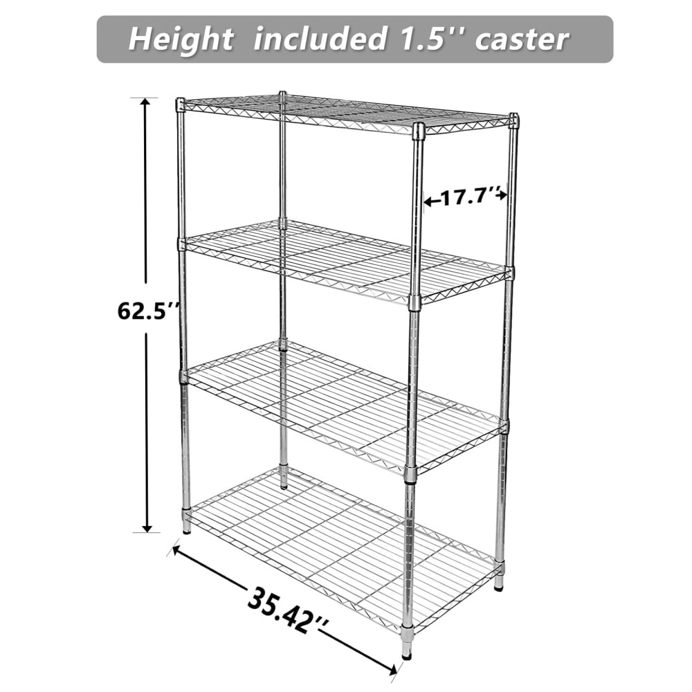 Simple 4-Tier Storage Shelf, Heavy Duty Metal Shelving with Removable ...