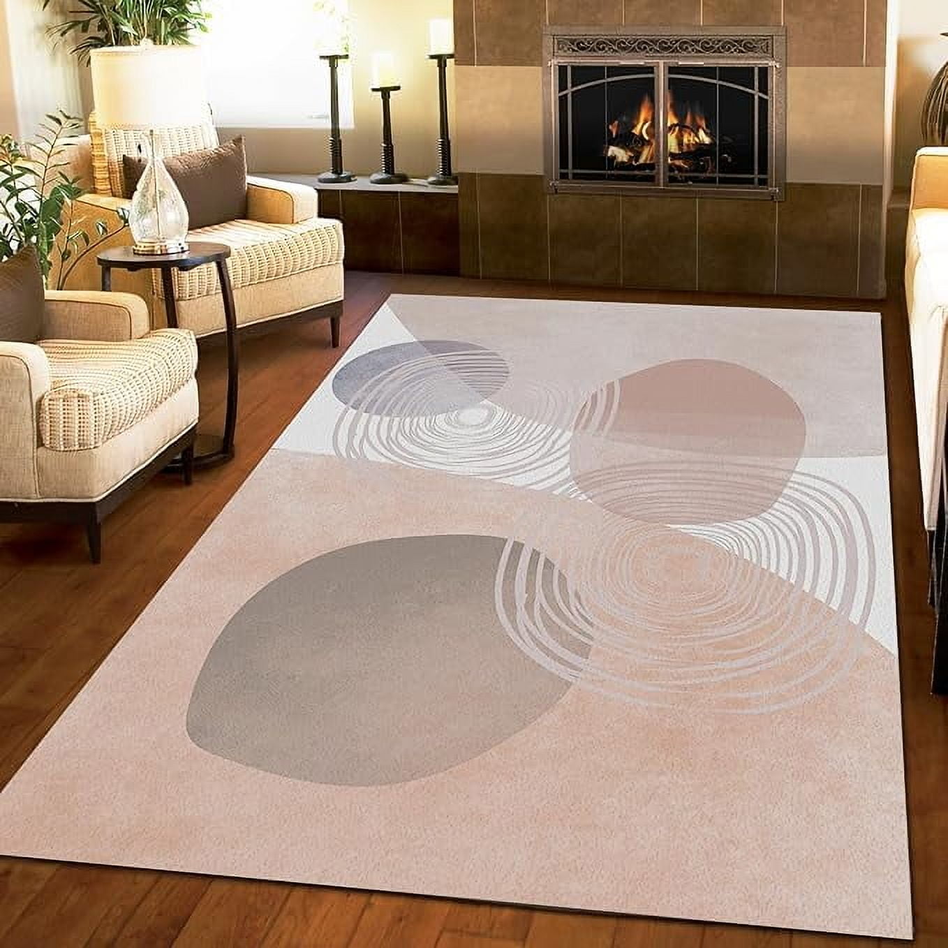Simple Abstract Aesthetics Rugs For Bedroom, Pink Modern Cream Style ...