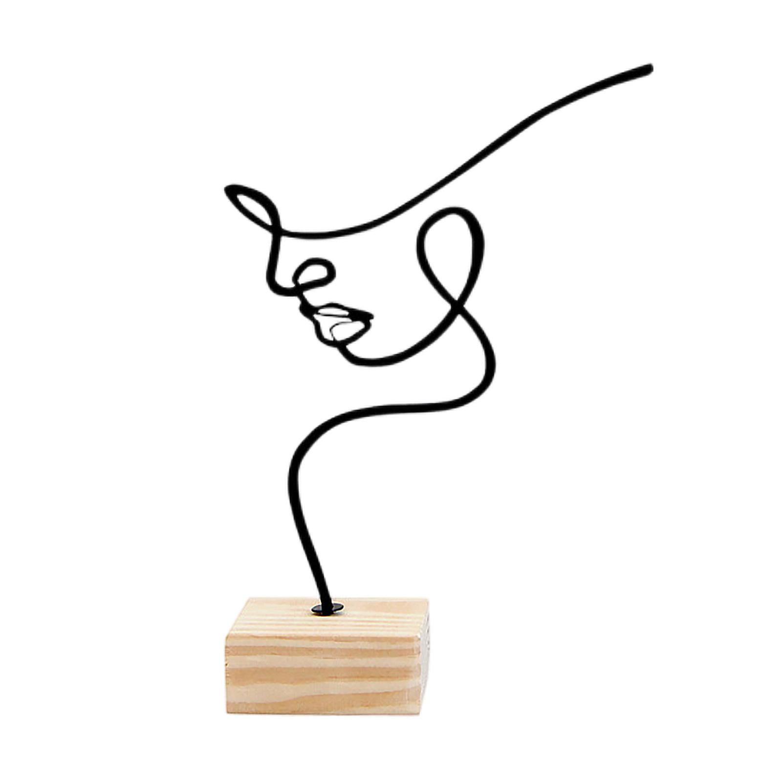 Simple Abstract Outline Sculpture Wrought Iron Figure Table Minimalist ...