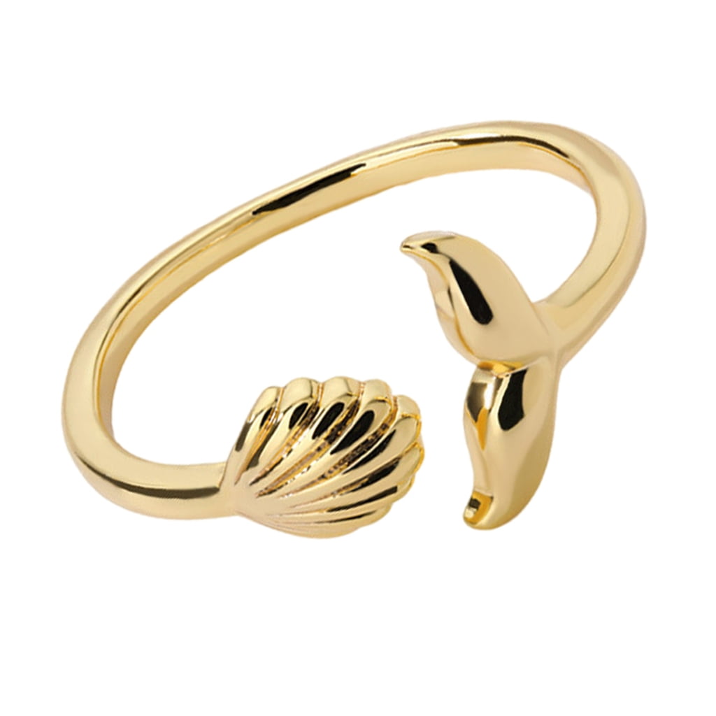 Simple Adjustable Rings Opening Rings Whale Tail Finger Rings Copper ...