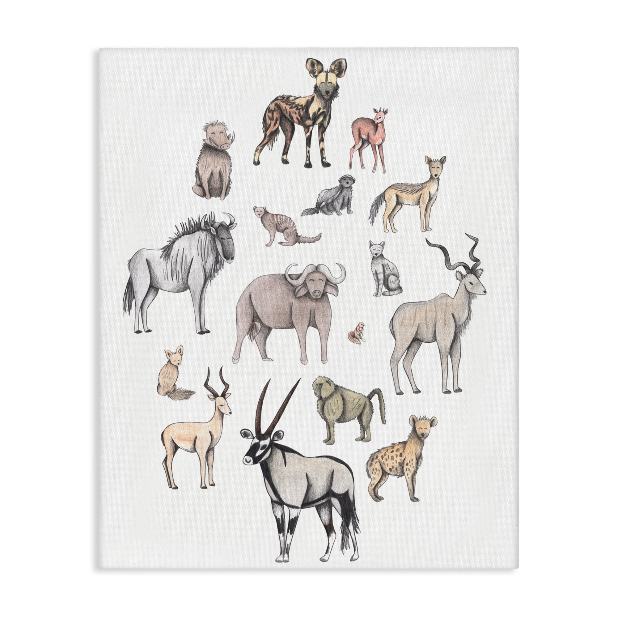 Simple Africa Animals Canvas Wall Art, design by Cecilia Battaini ...