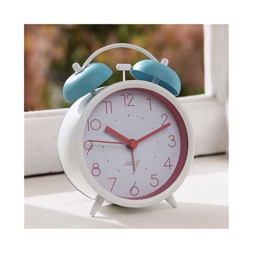 Simple Analog Alarm Clock Round Battery Operated Bedside Clock for ...
