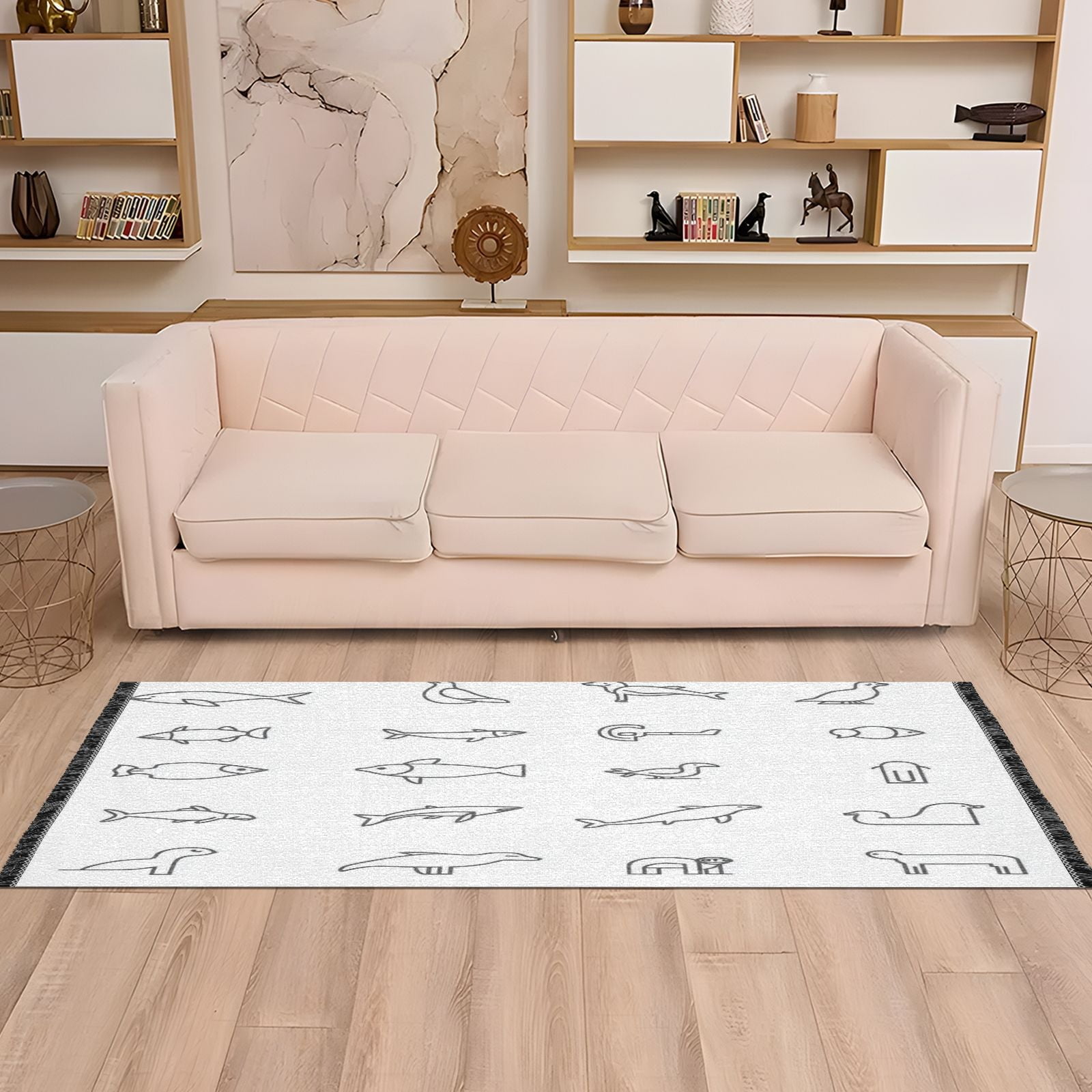 Simple Animal Line Drawings 72x23.5" Rug - Soft, Durable, and Pet ...