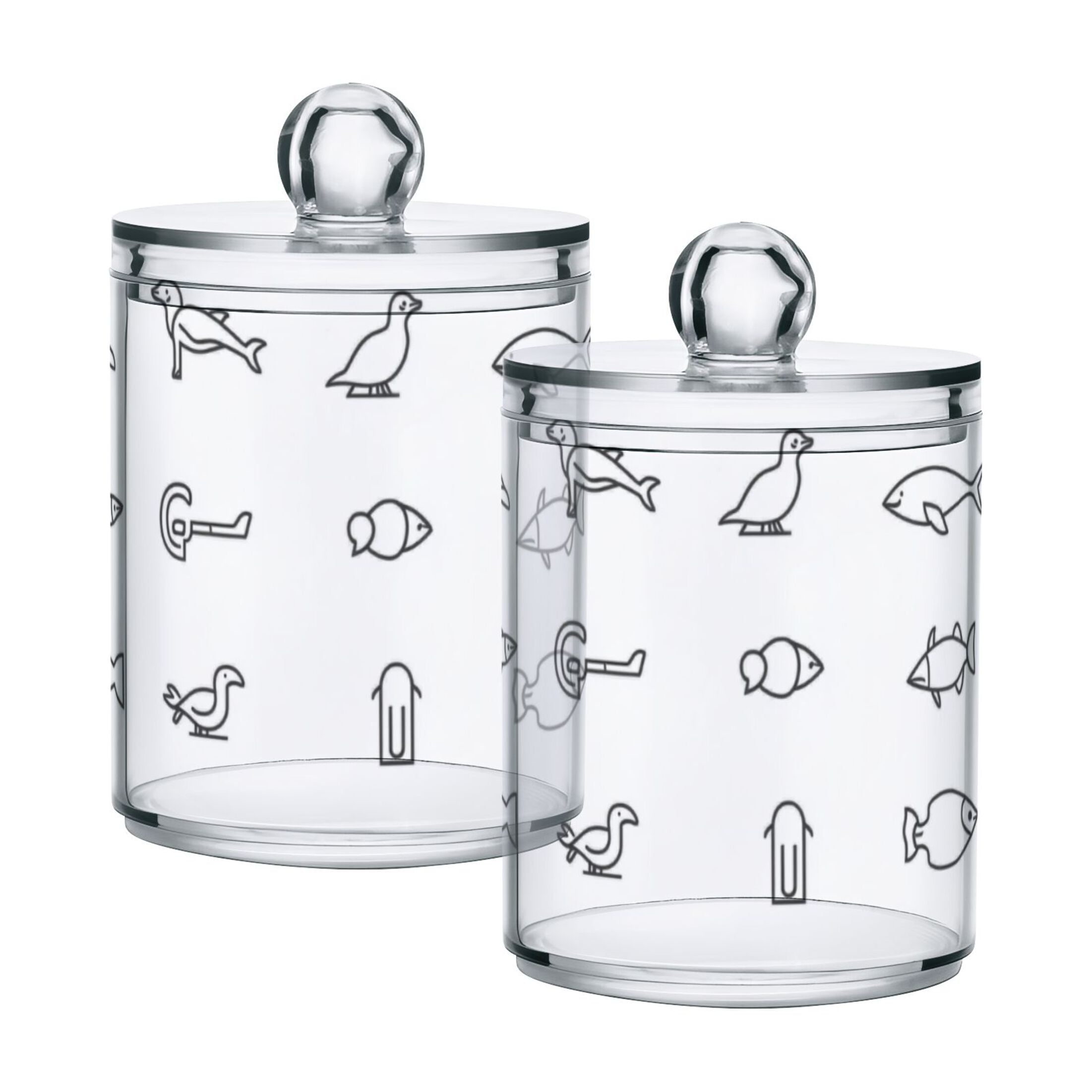 Simple Animal Line Drawings Cotton Swabs Cans Translucent Plastic ...