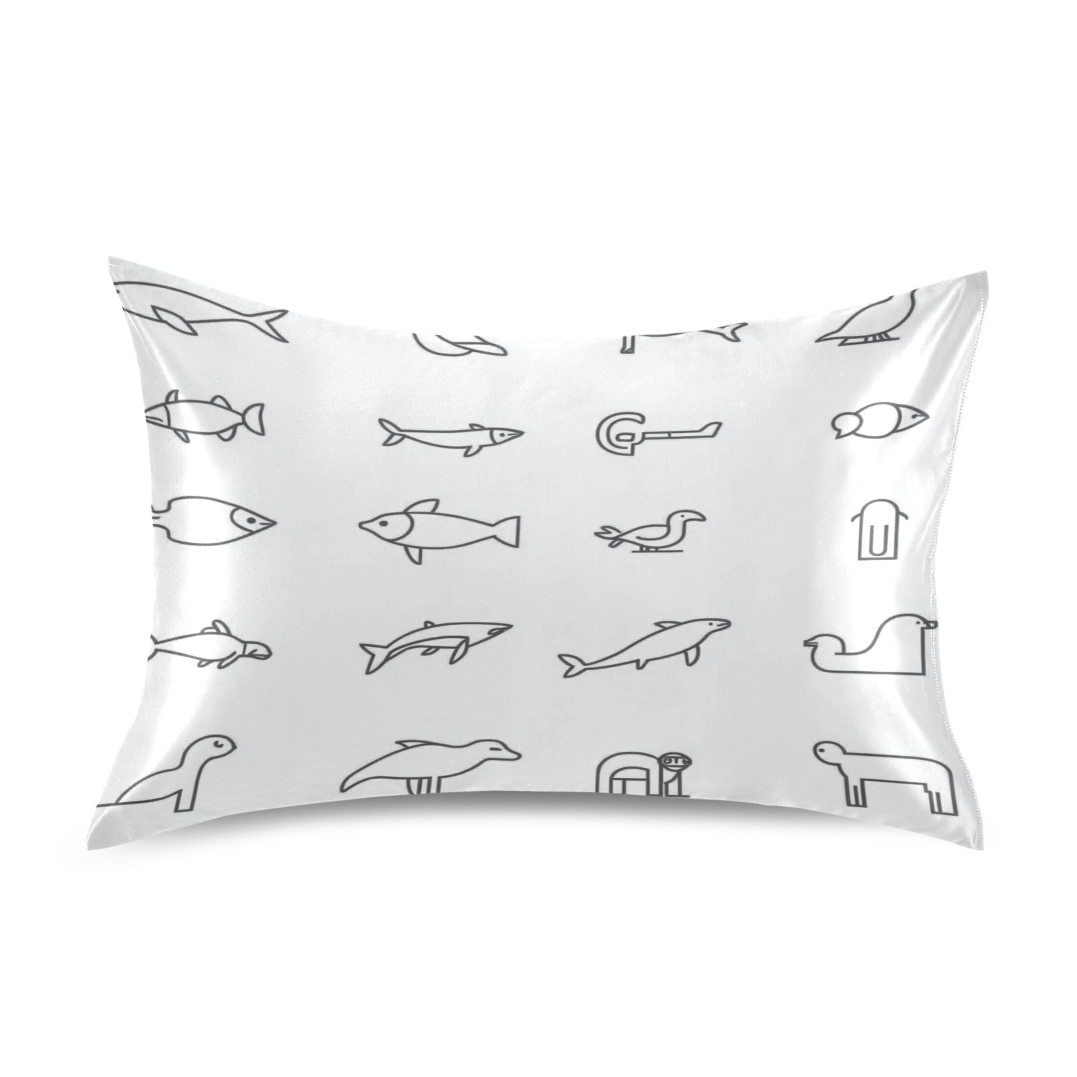Simple Animal Line Drawings Queen Size Pillowcase Silky Smooth Finish ...