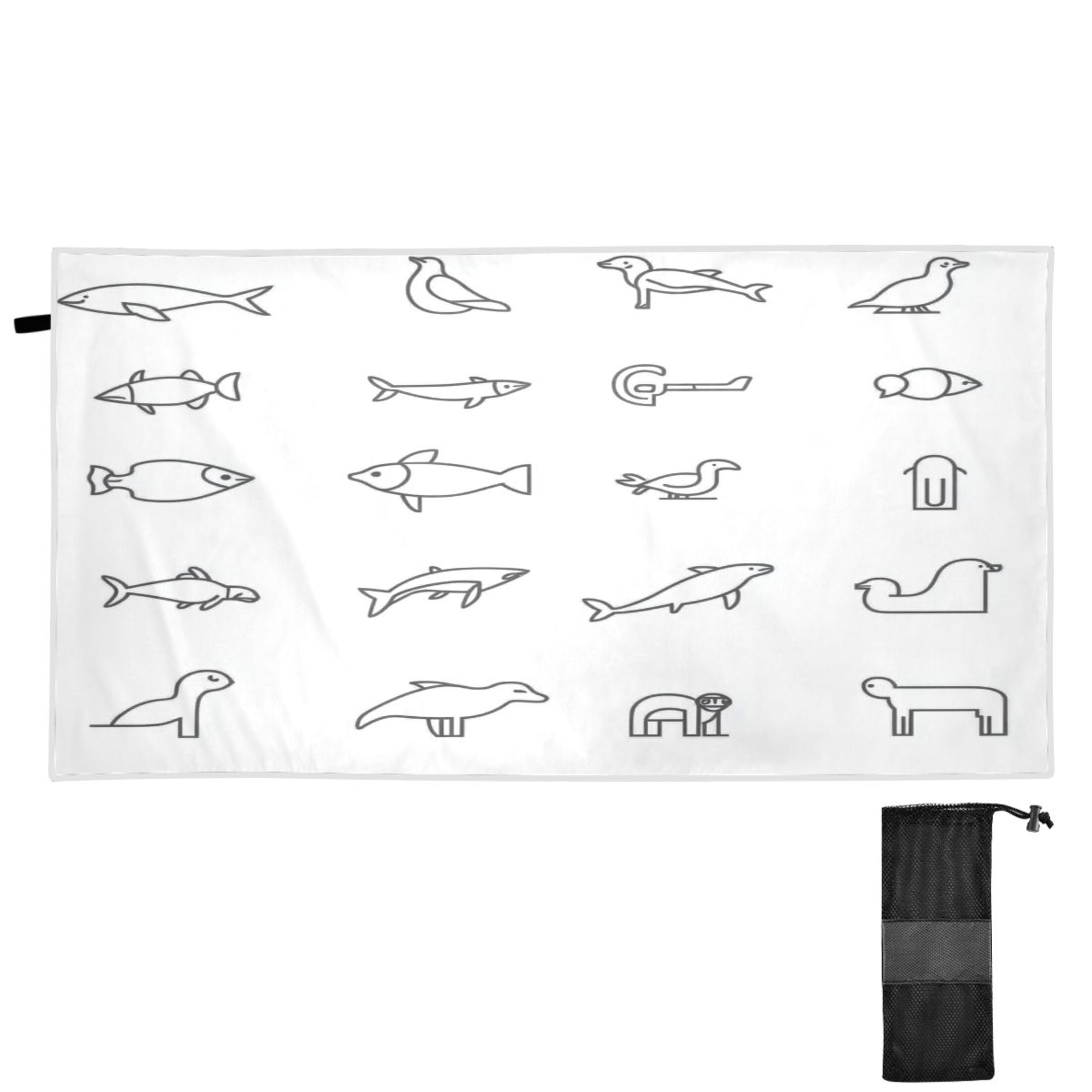 Simple Animal Line Drawings Quick Dry Sand Resistant Beach Towel ...