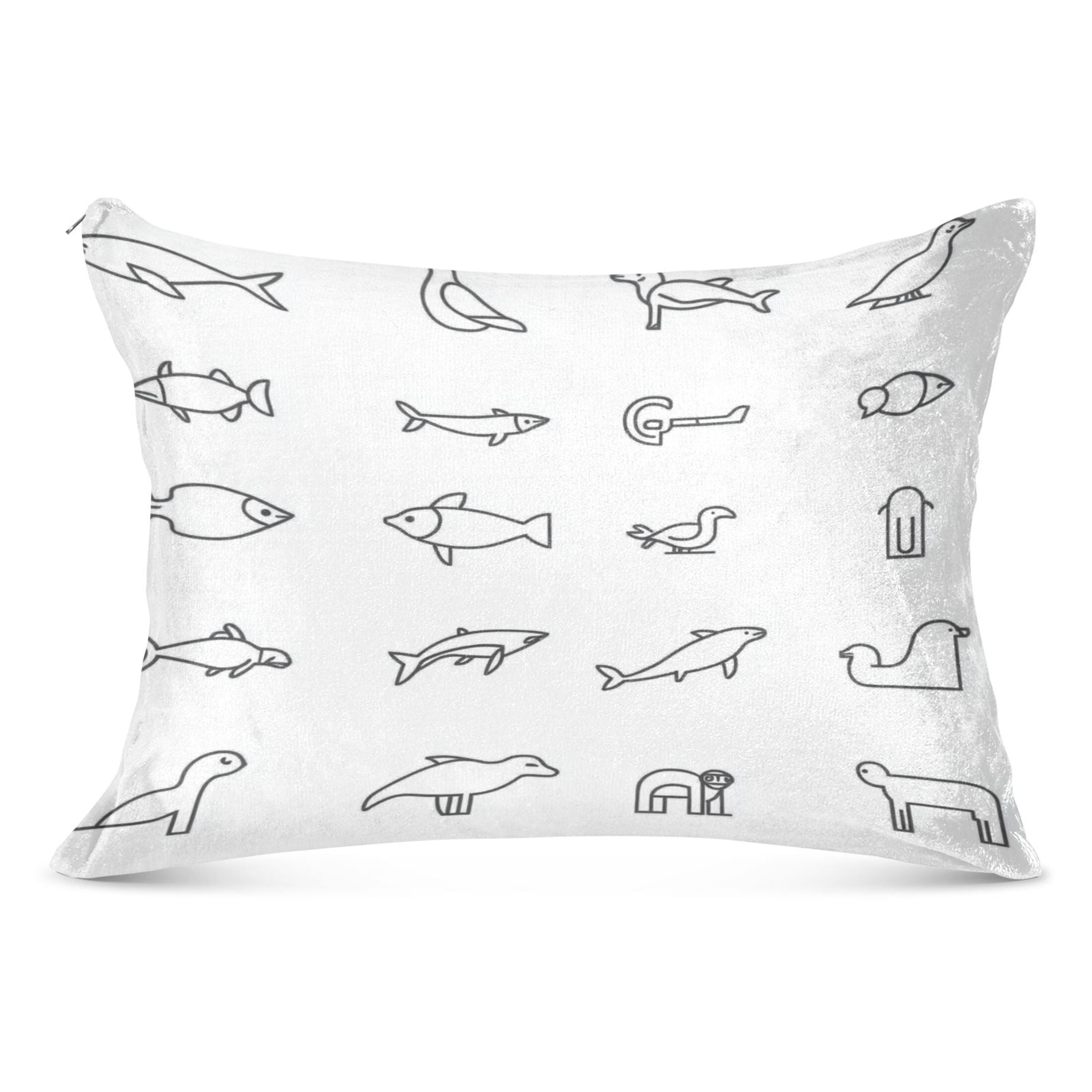 Simple Animal Line Drawings Soft Plush Pillow Cover, Zippered Design ...
