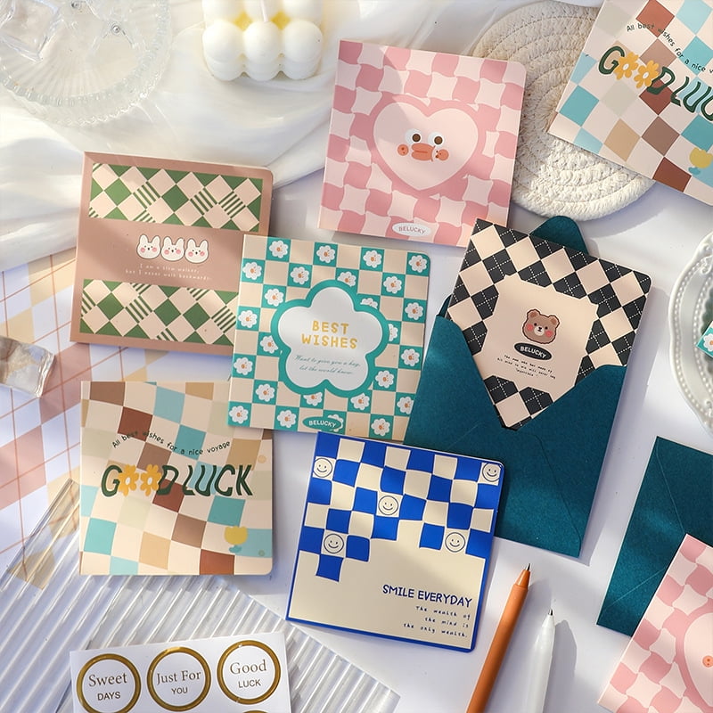 Simple Artistic Small Fresh Cute Checkerboard Greeting Card Holiday ...