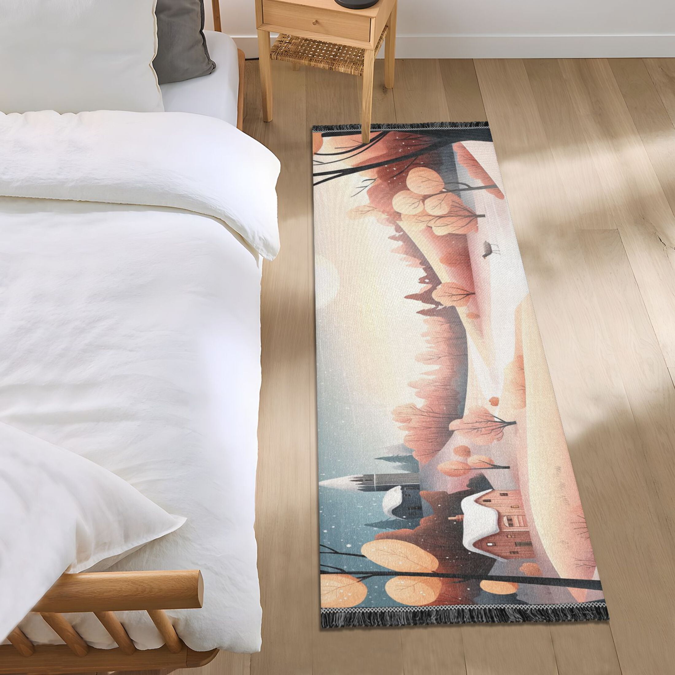 Simple Autumn Scenery Bedroom Runner Rug 2'x 6' Non Slip Carpet Indoor ...