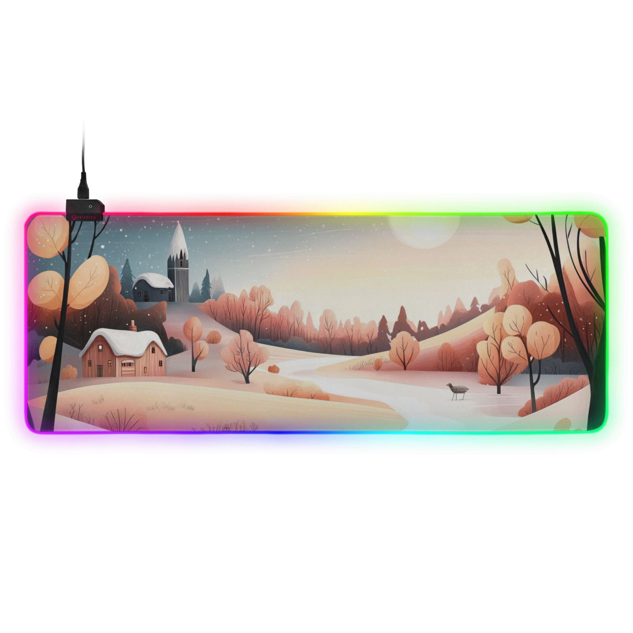 Simple Autumn Scenery RGB Gaming Mouse Pad Large Keyboard Mat Rubber ...