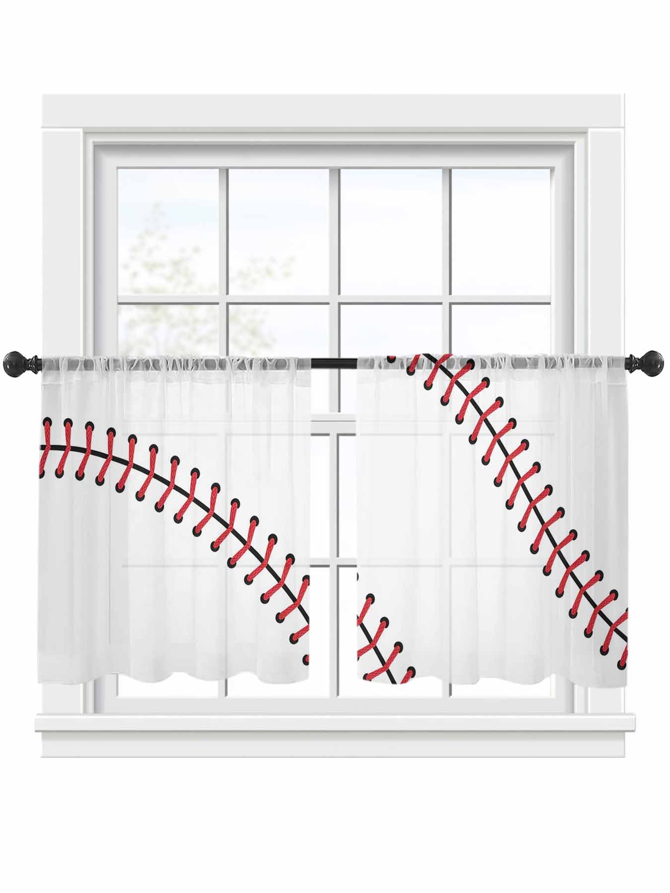 Simple Baseball Lines Modern Sports Sheer Curtains 54 inches Long ...