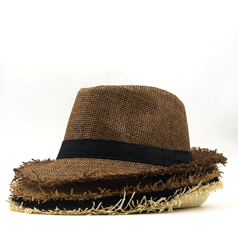 Simple Beach Hat Men Summer Panama Cap Casual Trilby Fedora Hat Male ...