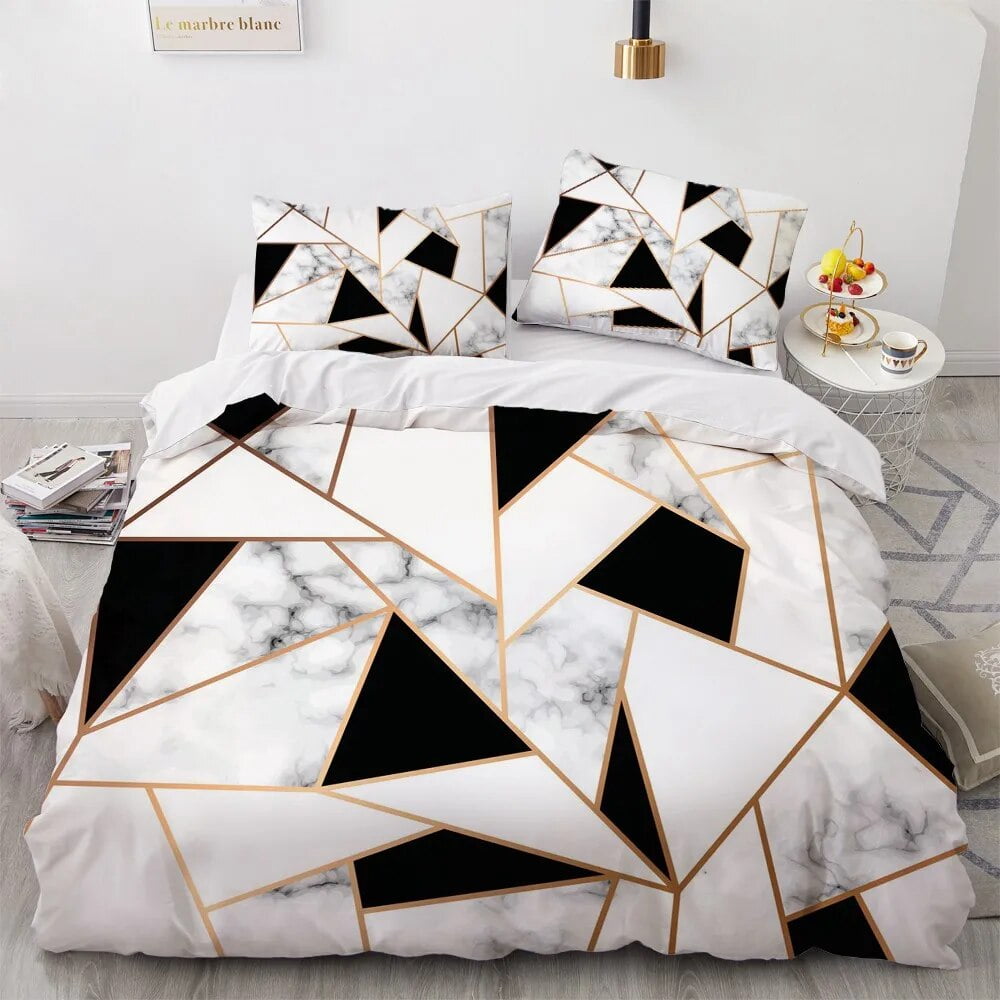 Simple Bedding Sets 3D Marbling Duvet Quilt Cover Set Comforter Bed ...