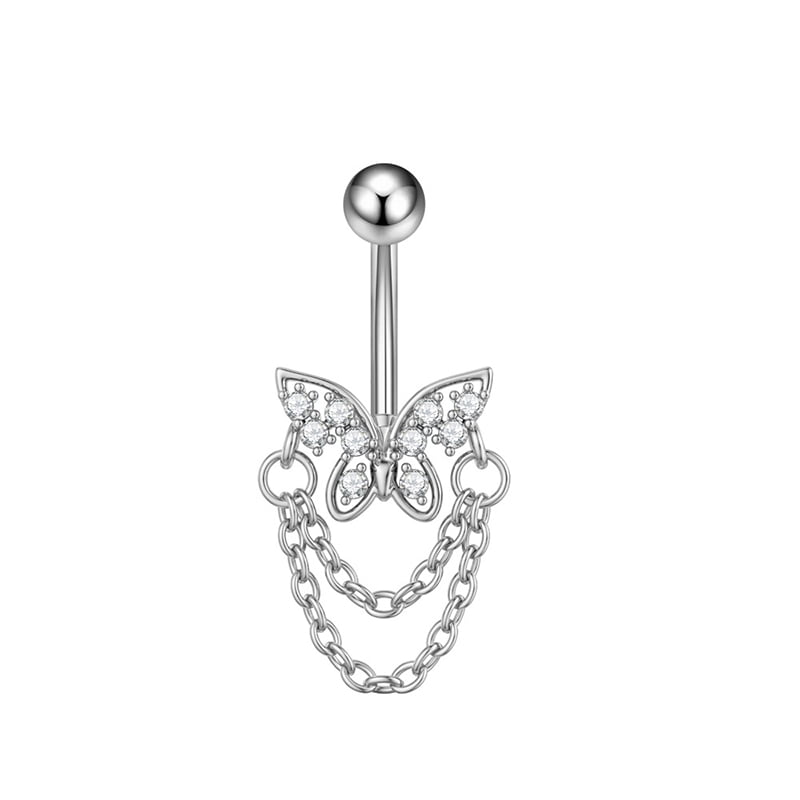 Simple Belly Button Rings Stainless Steel Butterfly Navel Piercing ...