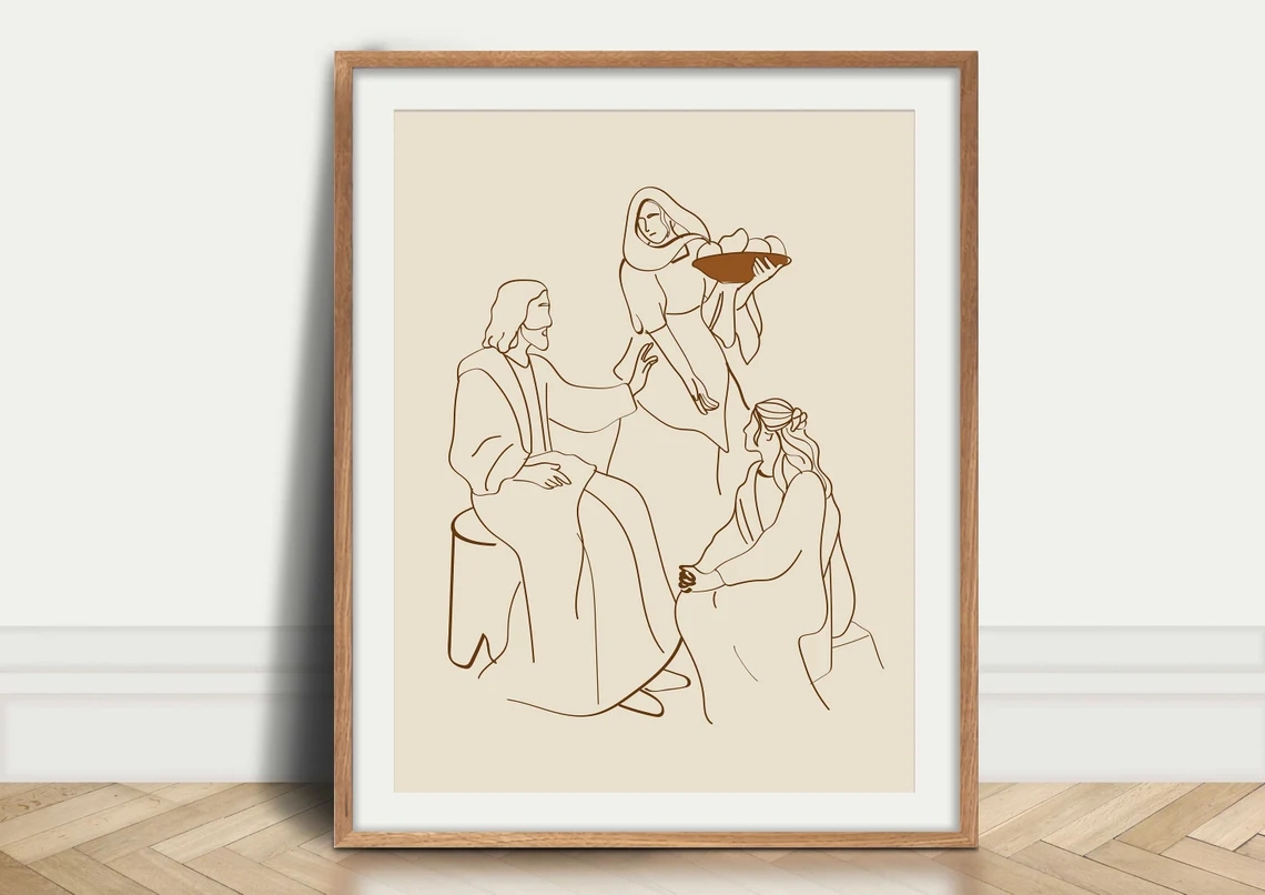 Simple Bible Illustration Of Jesus Martha And Mary Digital Download ...