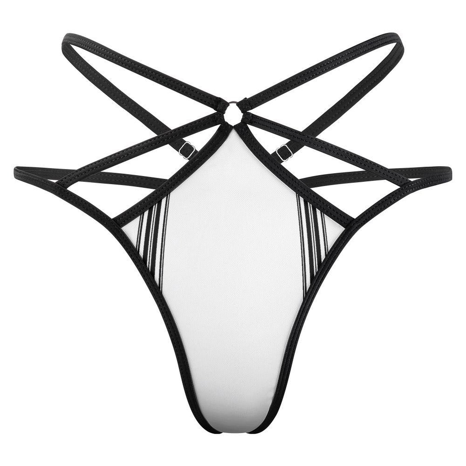 Simple Black And White Stripes Open Type Women's Panties Crotch Opening ...