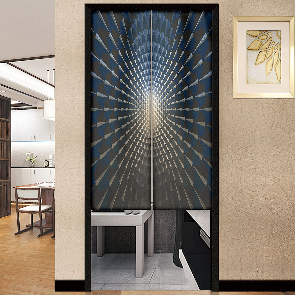 Simple Black Geometric Linen Door Curtain Geometry Noren Home r Bedroom ...