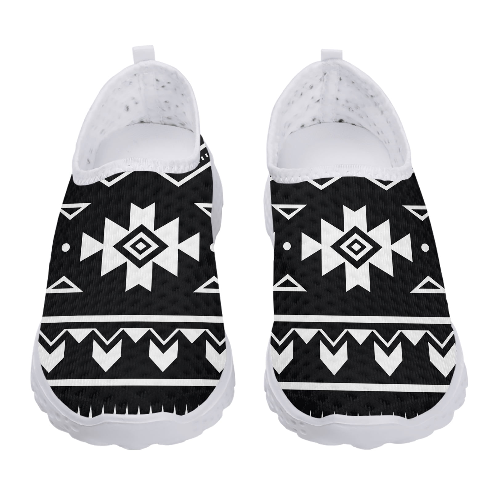 Simple Black Geometry Printed Slip On Shoes Lightweight And Breathable ...