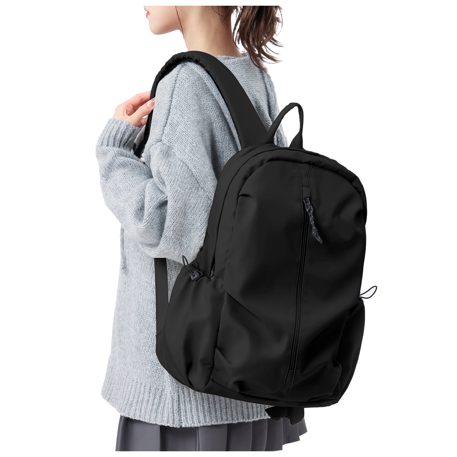 Simple Black Laptop Backpack For Women 15.6 Inch,Waterproof College ...