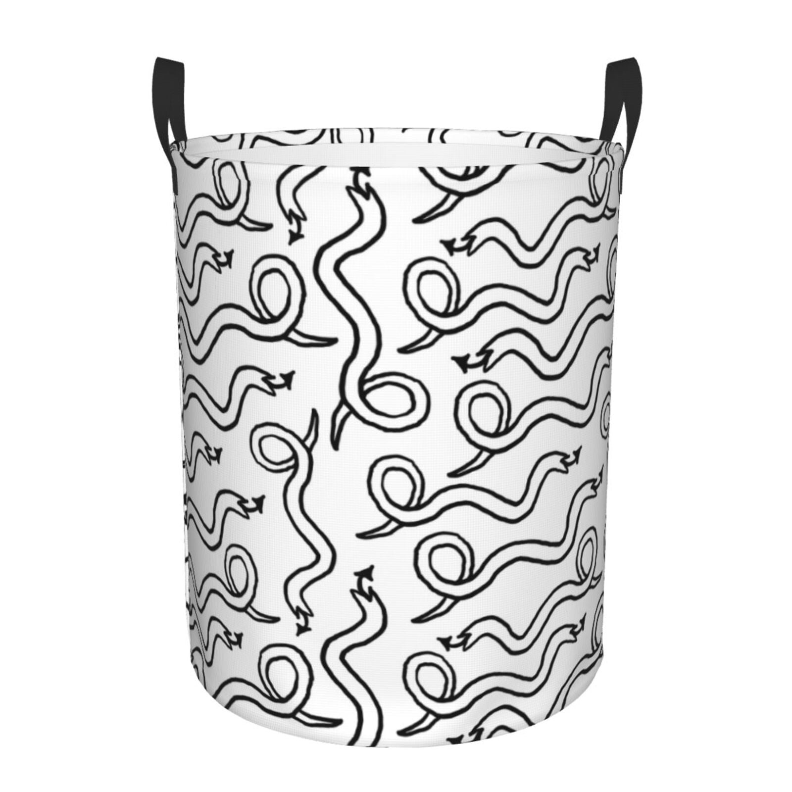 Simple Black Lines Snake Round Laundry Basket, Laundry Hamper with ...