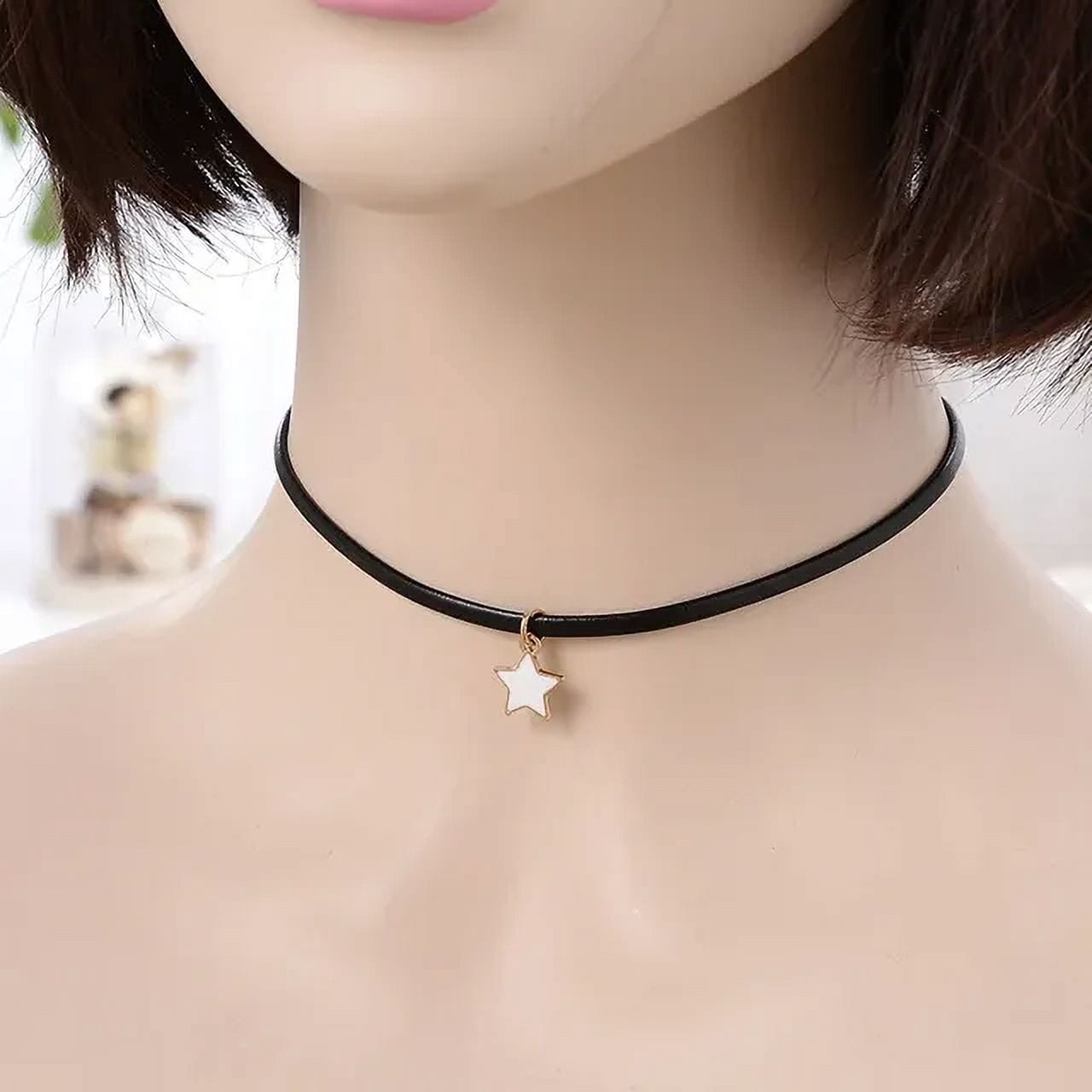 Simple Black Punk Choker Necklace for women Gothic Leather Chokers ...