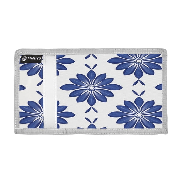 Simple Blue Daisy Floral Pattern Trifold Wallets Card Holders Coin ...