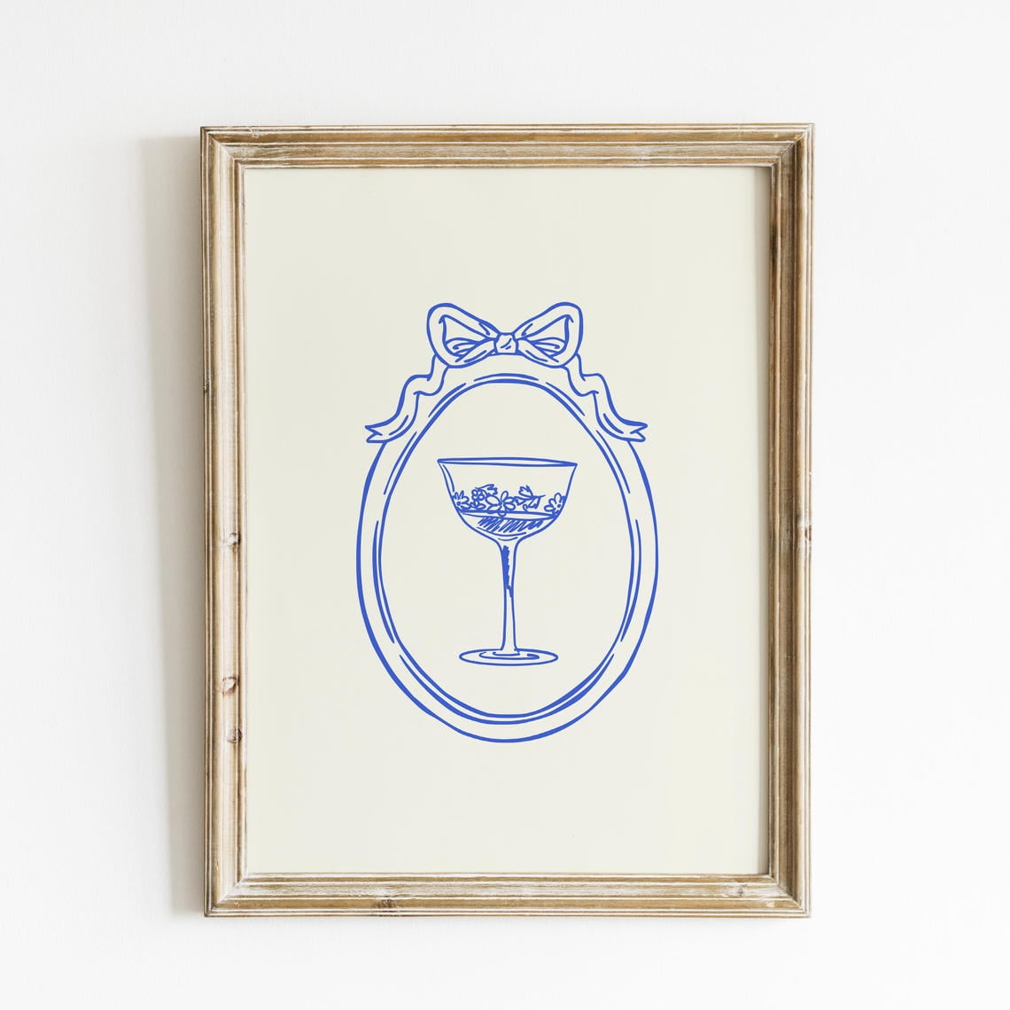 Simple Blue Line Illustration Print, Trendy Decor, Abstract Painting ...