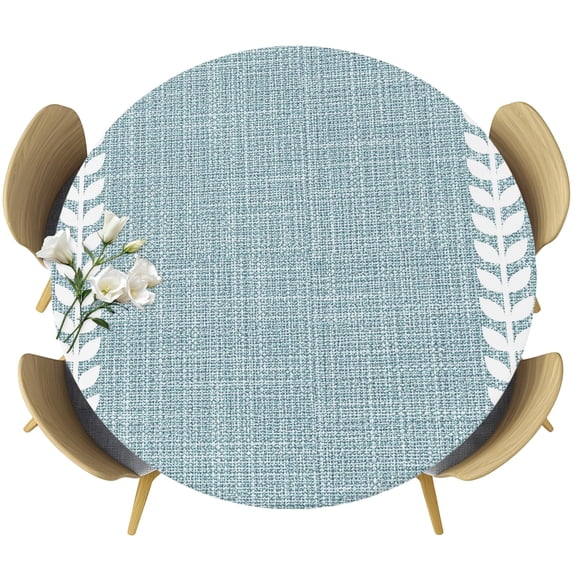Simple Blue Round Tablecloth 36-44 Inch Round Fitted Table Cloth with ...