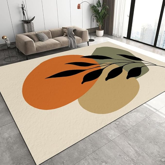 Simple Bohemian Style Area Rug, Abstract Art Design Living Room Rug ...