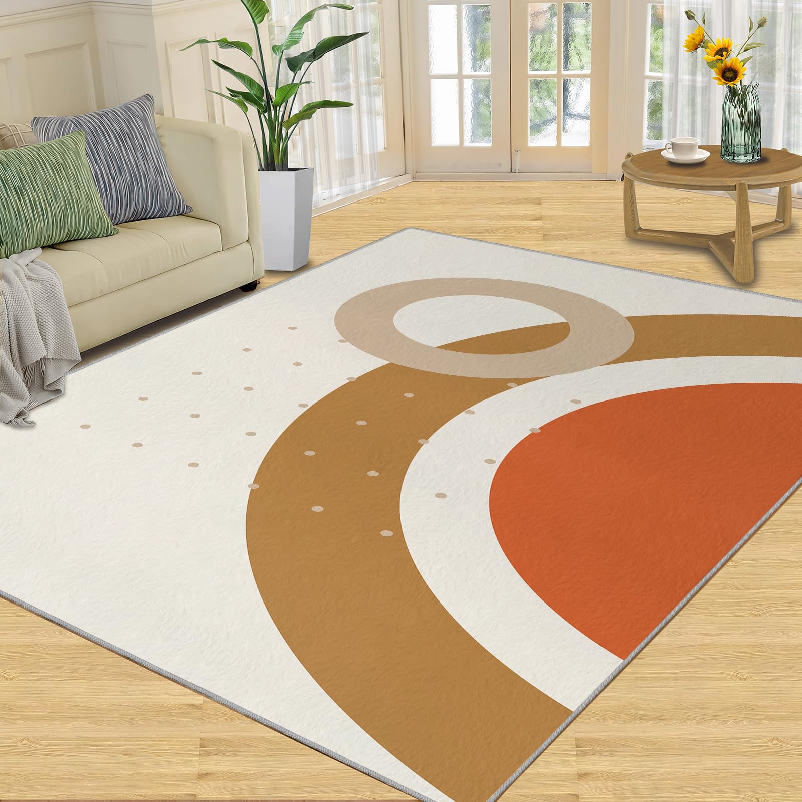 Simple Boho Rugs For Living Room, Abstract Rainbow Rugs For Bedroom ...