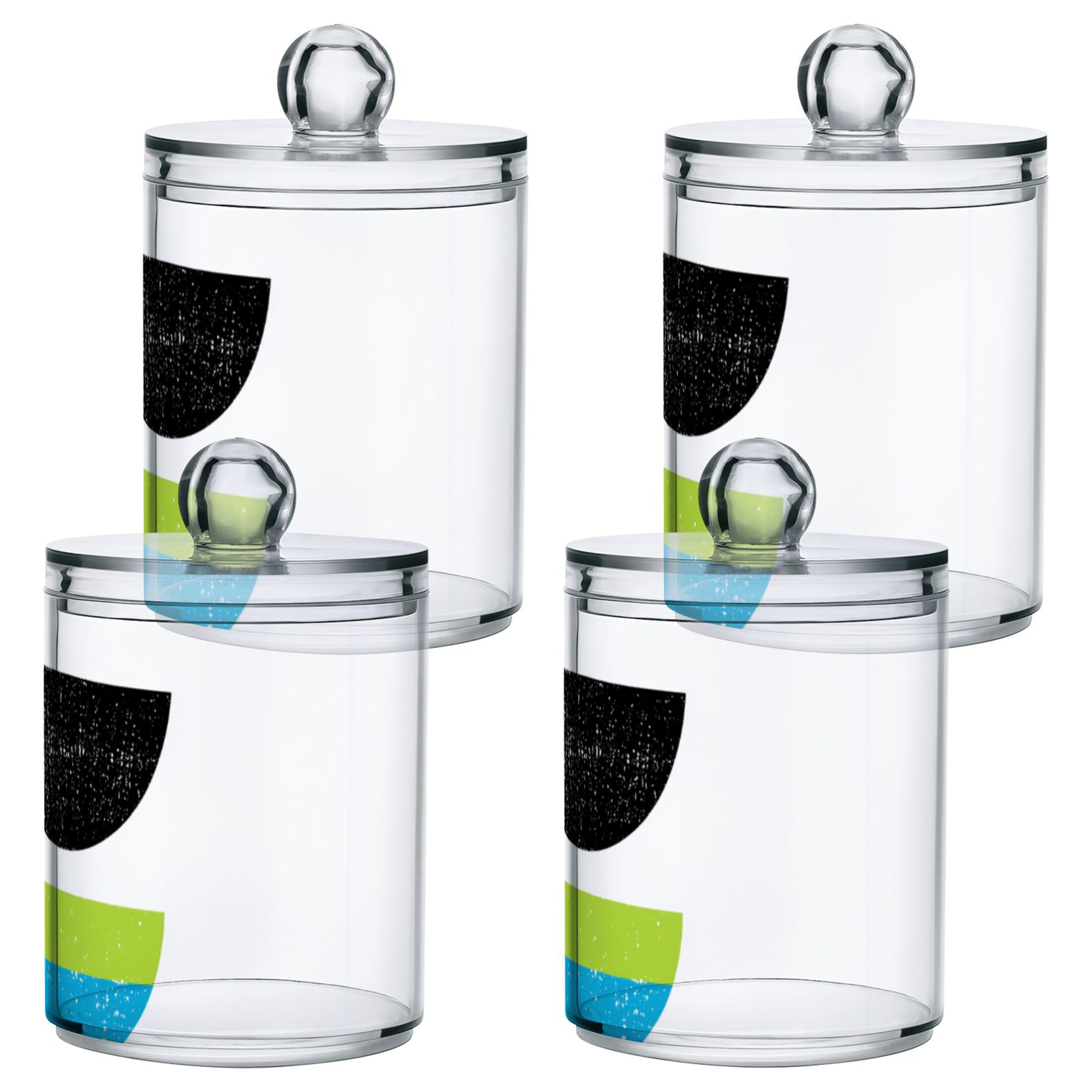 Simple Bowl Pattern Bathroom Canisters Set of 4 Translucent Plastic ...