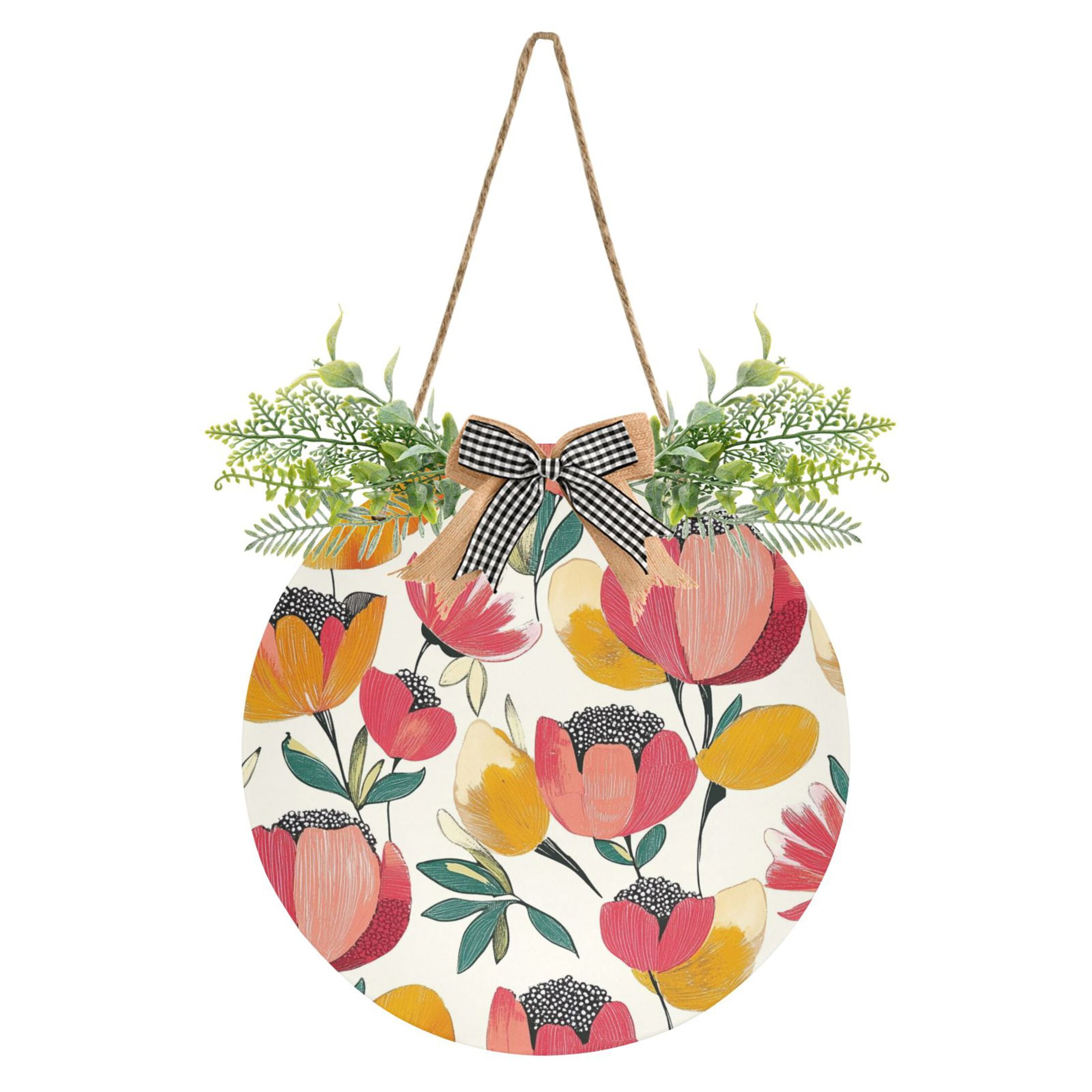 Simple Bright Flowers Front Door Porch Decoration Hanging Sign with ...