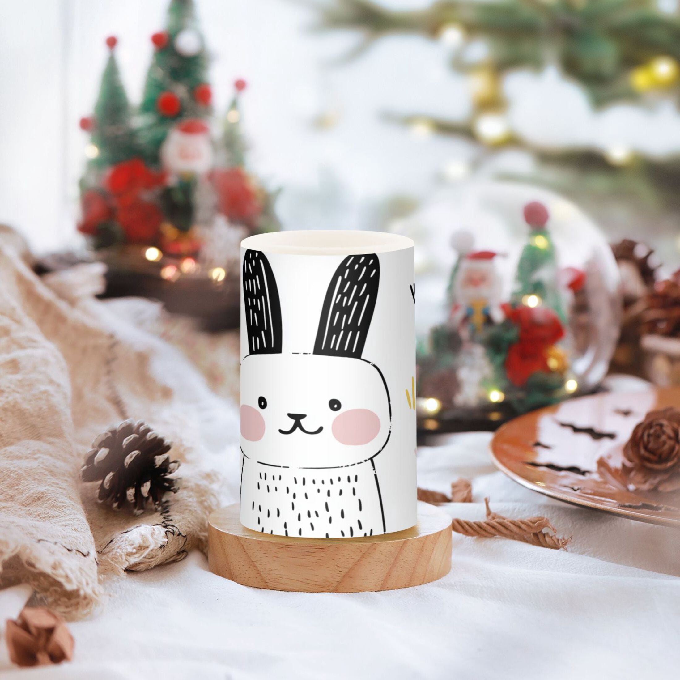 Simple Bunny Sketch Set of 2 Flameless LED Candles Remote and Timer ...