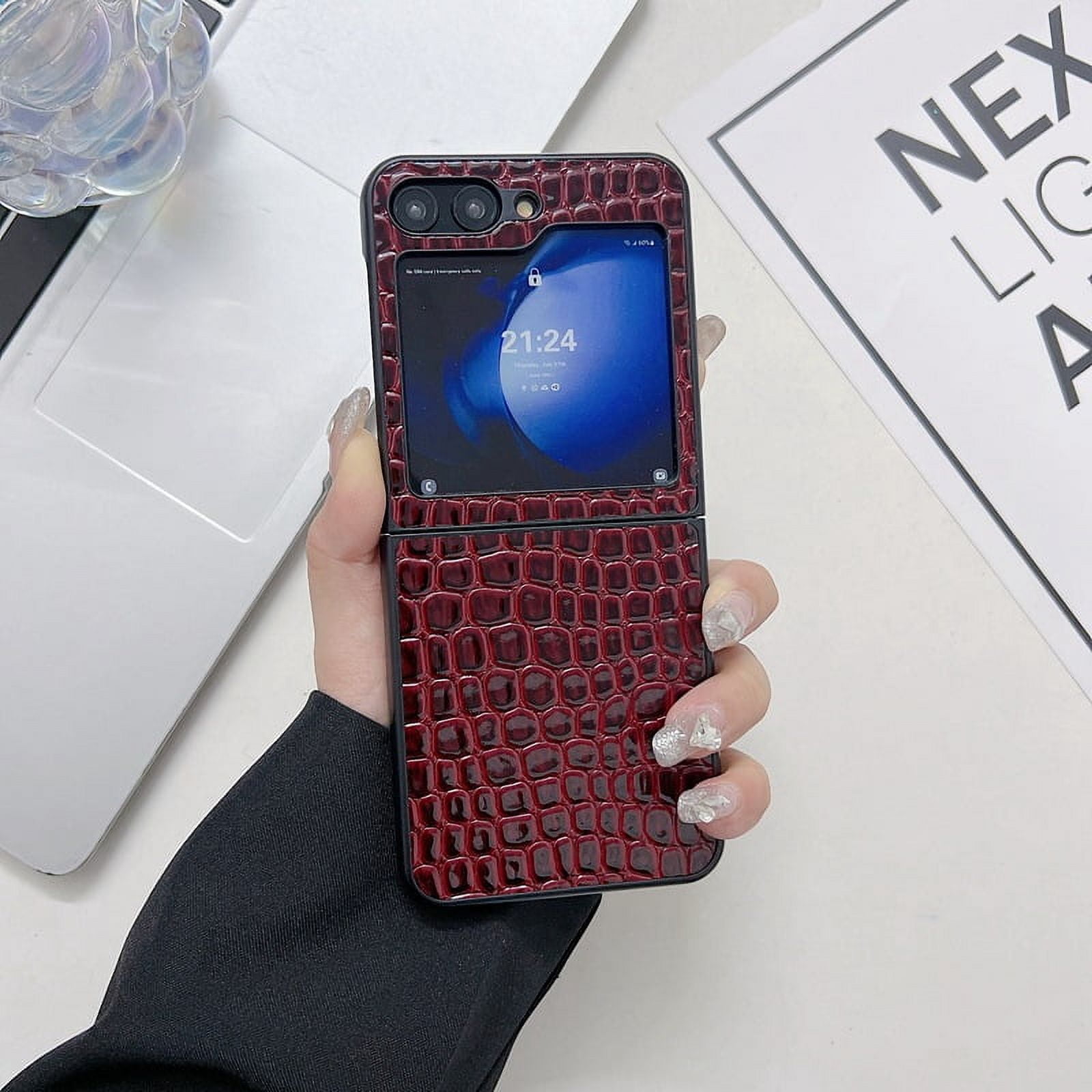 Simple Business Crocodile Pattern Phone Case For Samsung Z Flip6 Flip5 ...