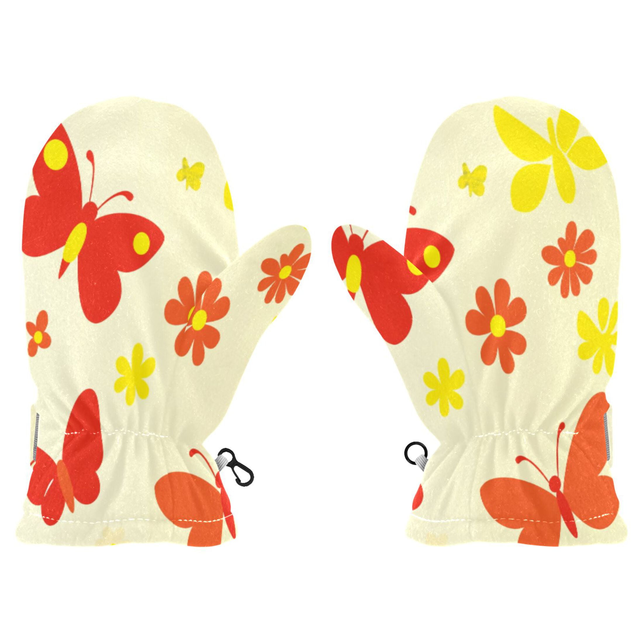 Simple Butterfly and Flower Witch Cauldron Pattern Cold Weather Mittens ...