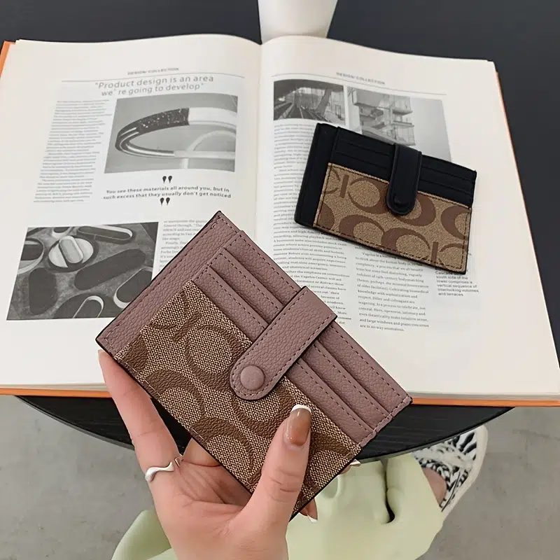 Simple Card Holder, Mini Faux Leather Credit Card Holder With Snap ...