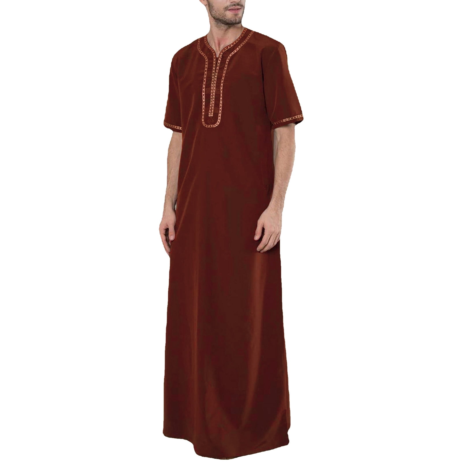 Simple Cardigan Dress Mens Half Sleeve Thobe Middle East Saudi Arab ...