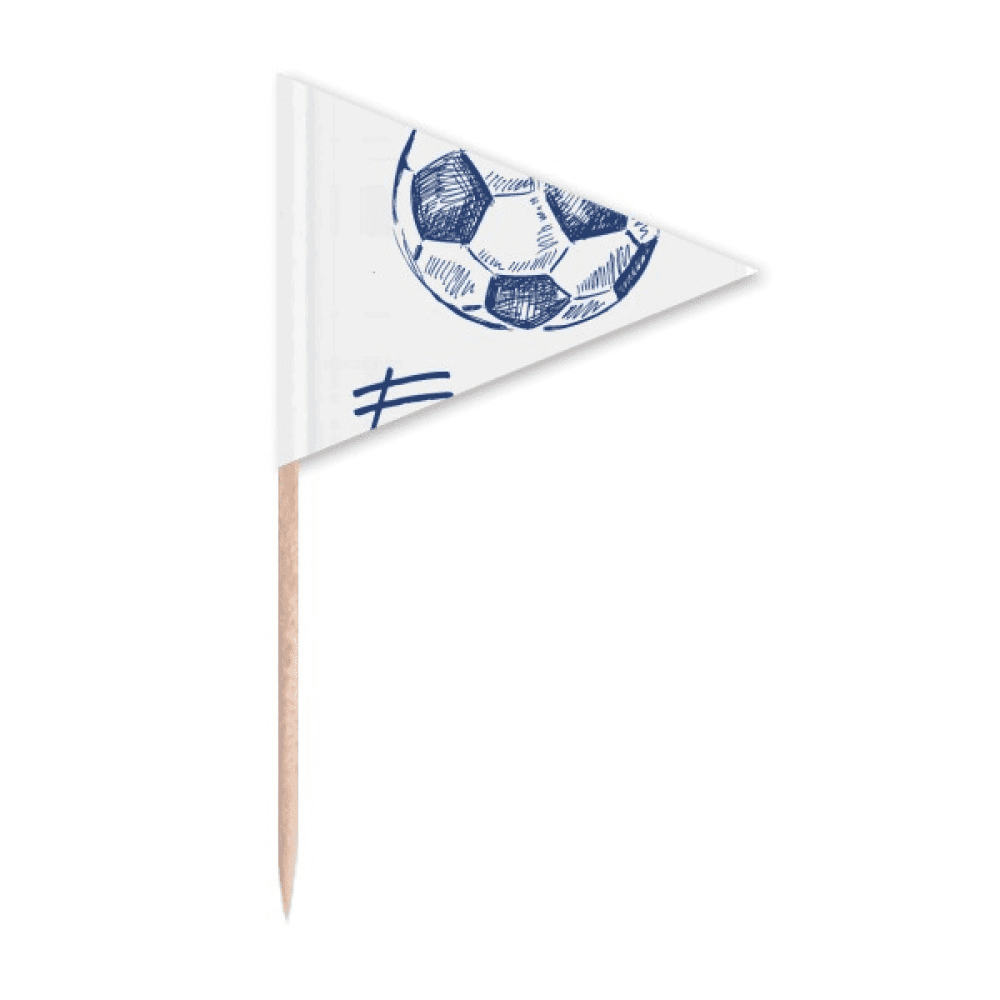 Simple Cartoon Football Blue Pattern Toothpick Triangle Cupcake Toppers ...