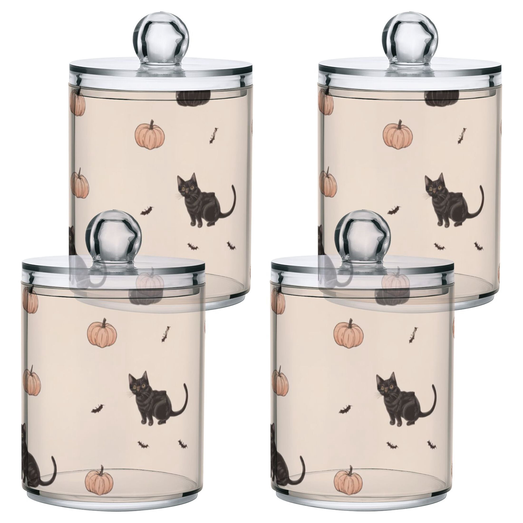 Simple Cartoon Pattern Design Bathroom Canisters Set of 4 Translucent ...
