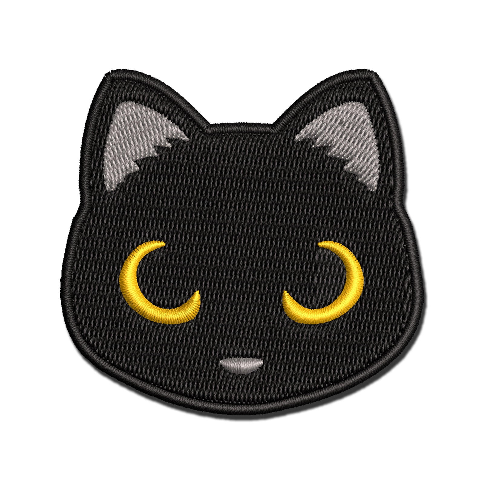 Simple Cat Head Icon Applique Multi-Color Embroidered Hook & Loop Patch ...