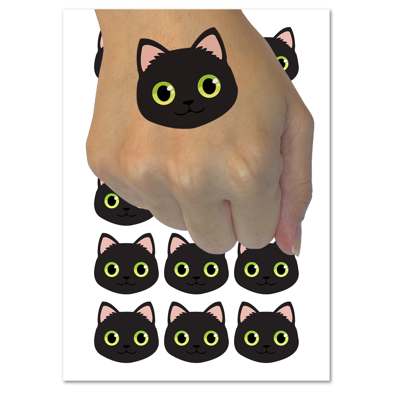 Simple Cat Head Icon Water Resistant Temporary Tattoo Set Fake Body Art ...
