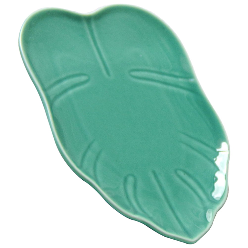 MEIBUTYUP Ceramic Leaf Shaped Plate Blue 1Set 6.5x4.3x0.6In - Walmart.com