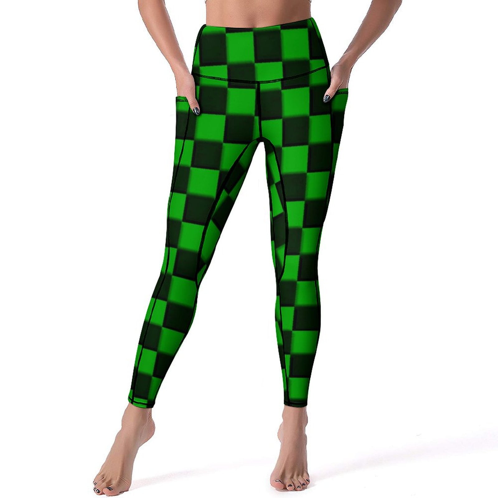 Simple Checkerboard Leggings Red and Black Checkered Push Up Yoga Pants ...
